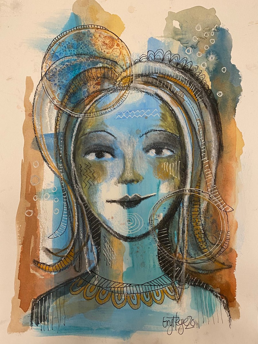 Kunstkort A5 - Isabella Blå – Gry Hege